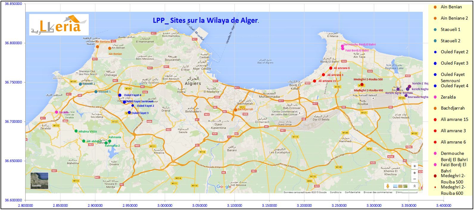 Positions gps des chantiers LPP alger et autres wilyas